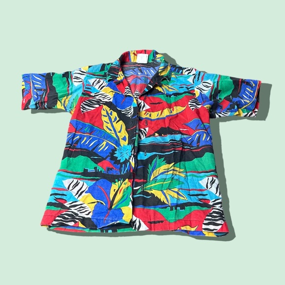 Vintage | Shirts & Tops | Kids Vintage Ss Bold Color Tropical Zebra ...